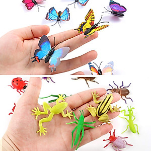 Auihiay 58 Pieces Plastic Insects Toys Assorted Play Bugs Toddler Bug Toys with Plastic Tweezers for Kids Education Insect Themed Party