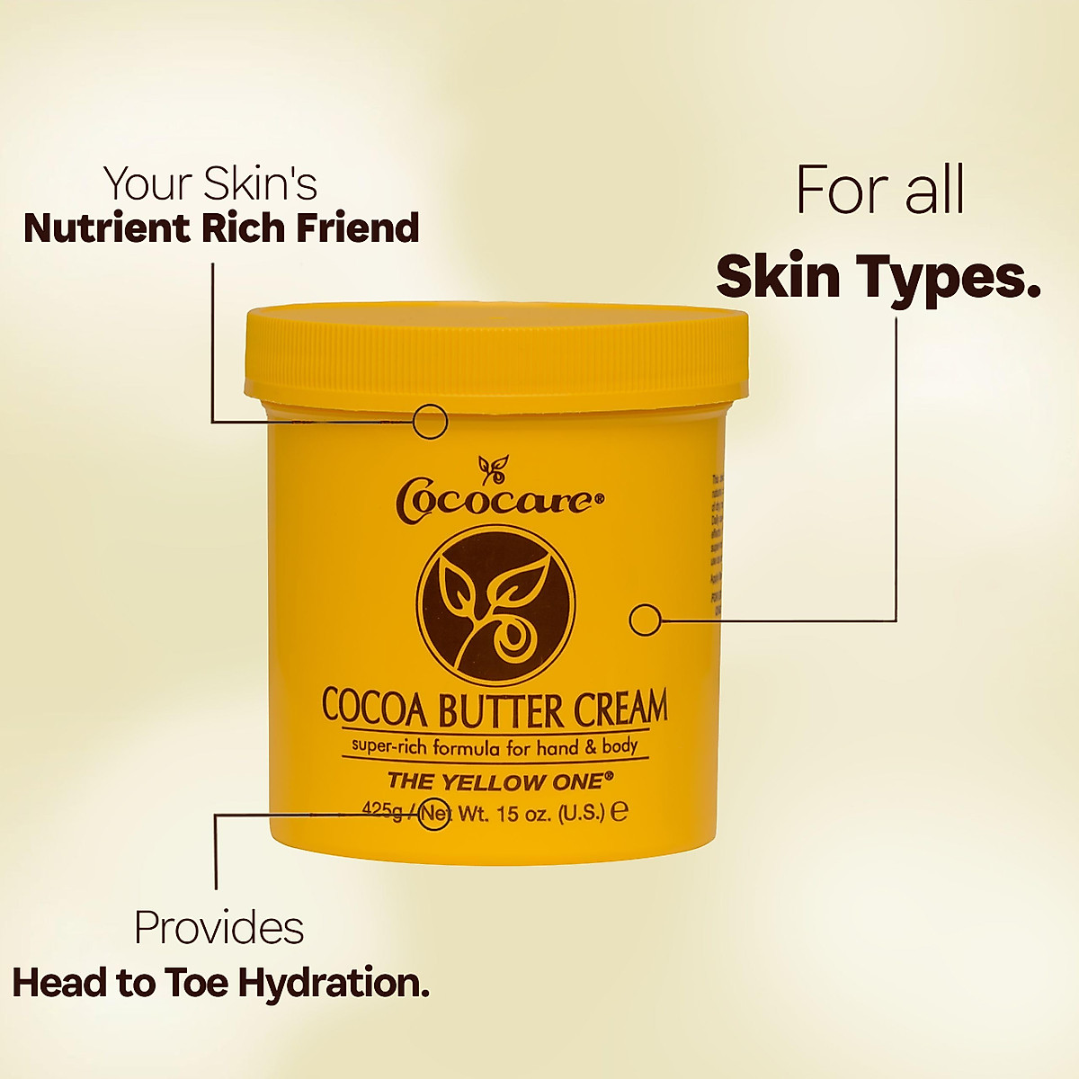 COCOCARE Cocoa Butter Cream - Hydrates and Softens Skin - Rich Cocoa Butter for Deep Moisture - Gentle Care - 15 Ounce
