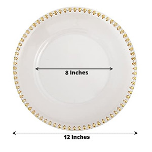 Efavormart 6 Pack 12" Gold Clear Acrylic Round Charger Plates With Beaded Rim Dinner Charger Plates