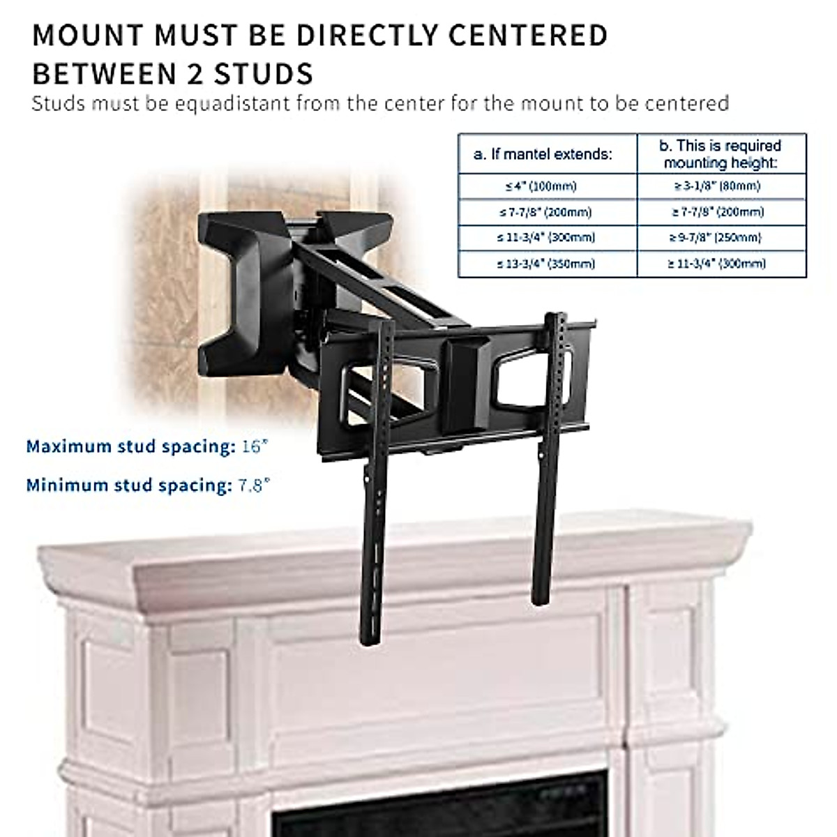 VIVO Steel Electric TV Wall Mount for 37 to 70 inch LCD LED Plasma Screen, Above Fireplace Height Adjustable Motorized TV Pull Down Mantel Bracket, Black, MOUNT-E-MM070