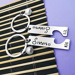 Big Sis Lil Sis Matching Keychain Set of 2 Gift for Big Sister Little Sister Best Friend Sister Gift for Big Sis Lil Sis from Sister Friendship Keychain Sister Keychains Family Jewelry