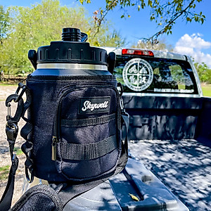 SkyWell 1 Gallon Insulated Water Bottle with Handle and Wide Mouth Water Flask Sweat-Proof and Leak-Proof 128 Oz Stainless Steel Water Jug for Outdoors, Navy