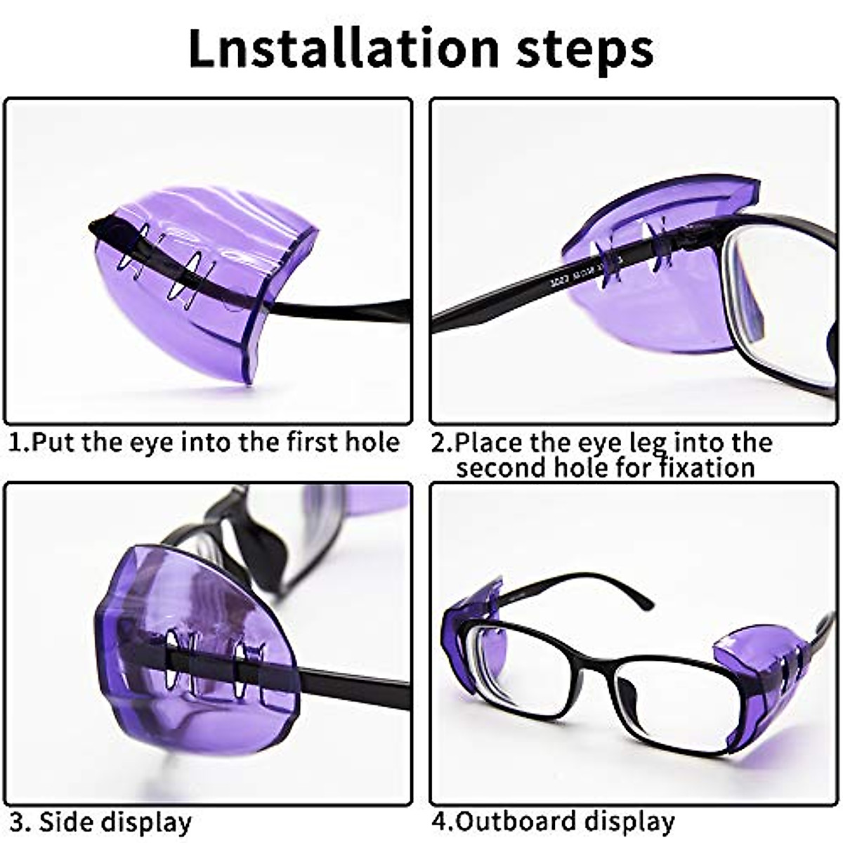 tchrules 6 Pairs Safety Eye Glasses Side Shields, Slip On Side Shields for Safety Glasses, Double Hole, Fits Most Safety Eyeglasses (Purple)