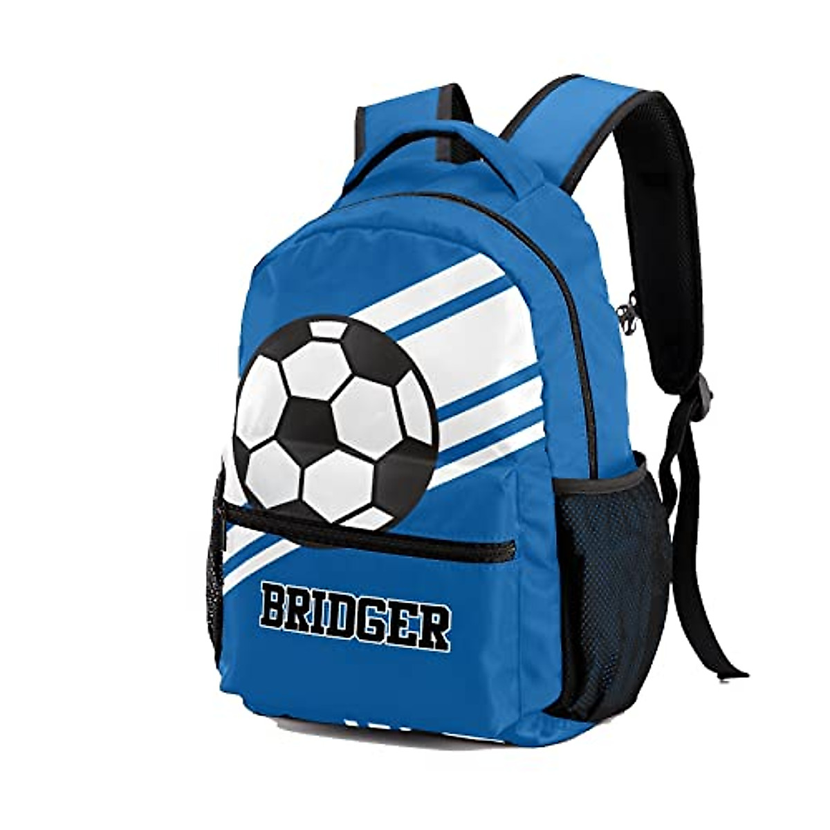 Liveweike Custom Kids Backpack,Soccer Ball Sports Royal Blue Personalized Kid's School Bookbags Bag for Gift Boys Girl Children