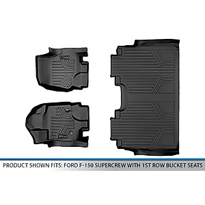 MAXLINER Custom Fit Floor Mats 2 Row Liner Set Black Compatible with 2015-2022 Ford F-150 SuperCrew Cab with 1st Row Bucket Seats
