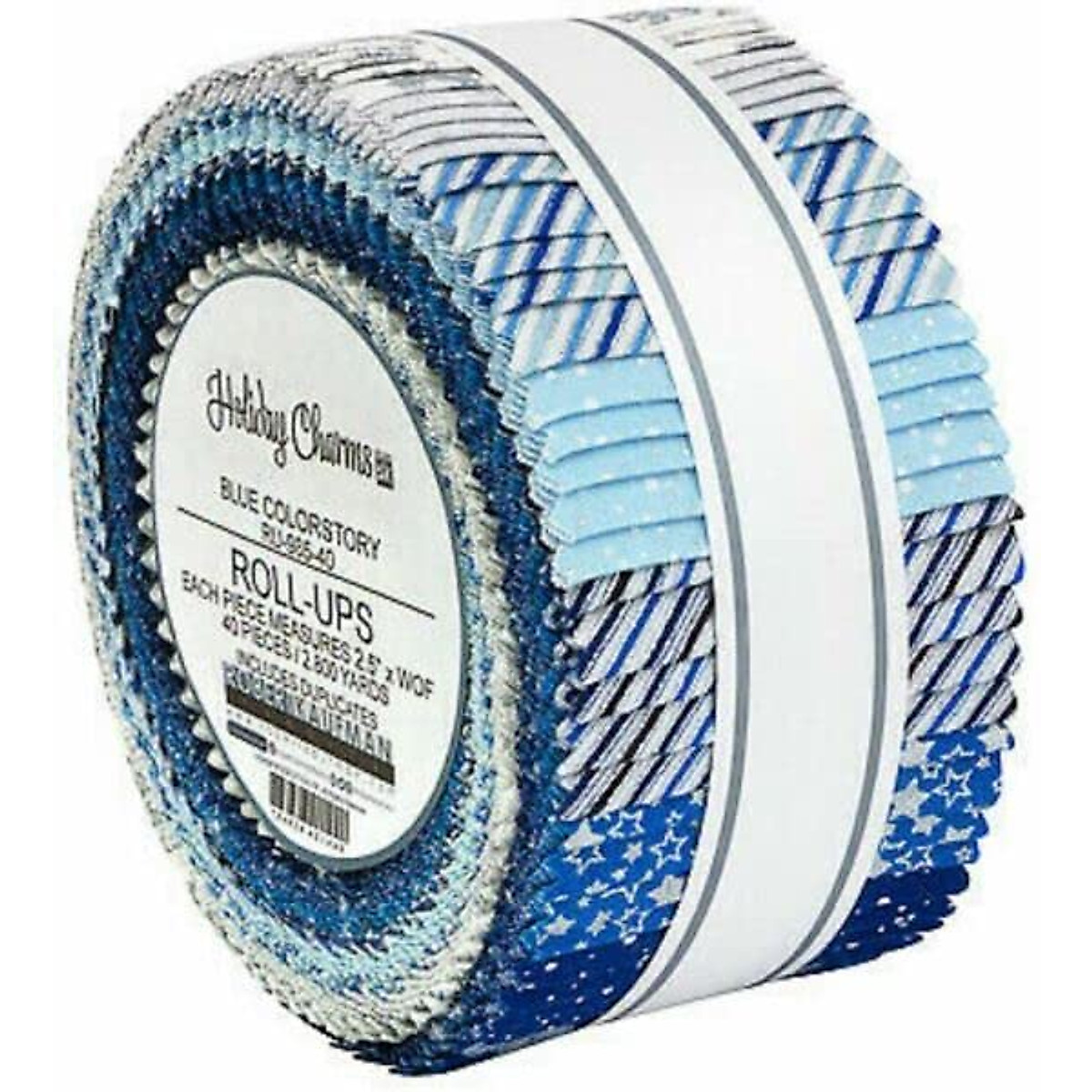 FlashPhoenix Quality Sewing Fabric – Jelly Roll Holiday Charms Blue Colorstory Christmas Roll-Up 40 pcs Size; 2.5 x 44 Inch (Each)