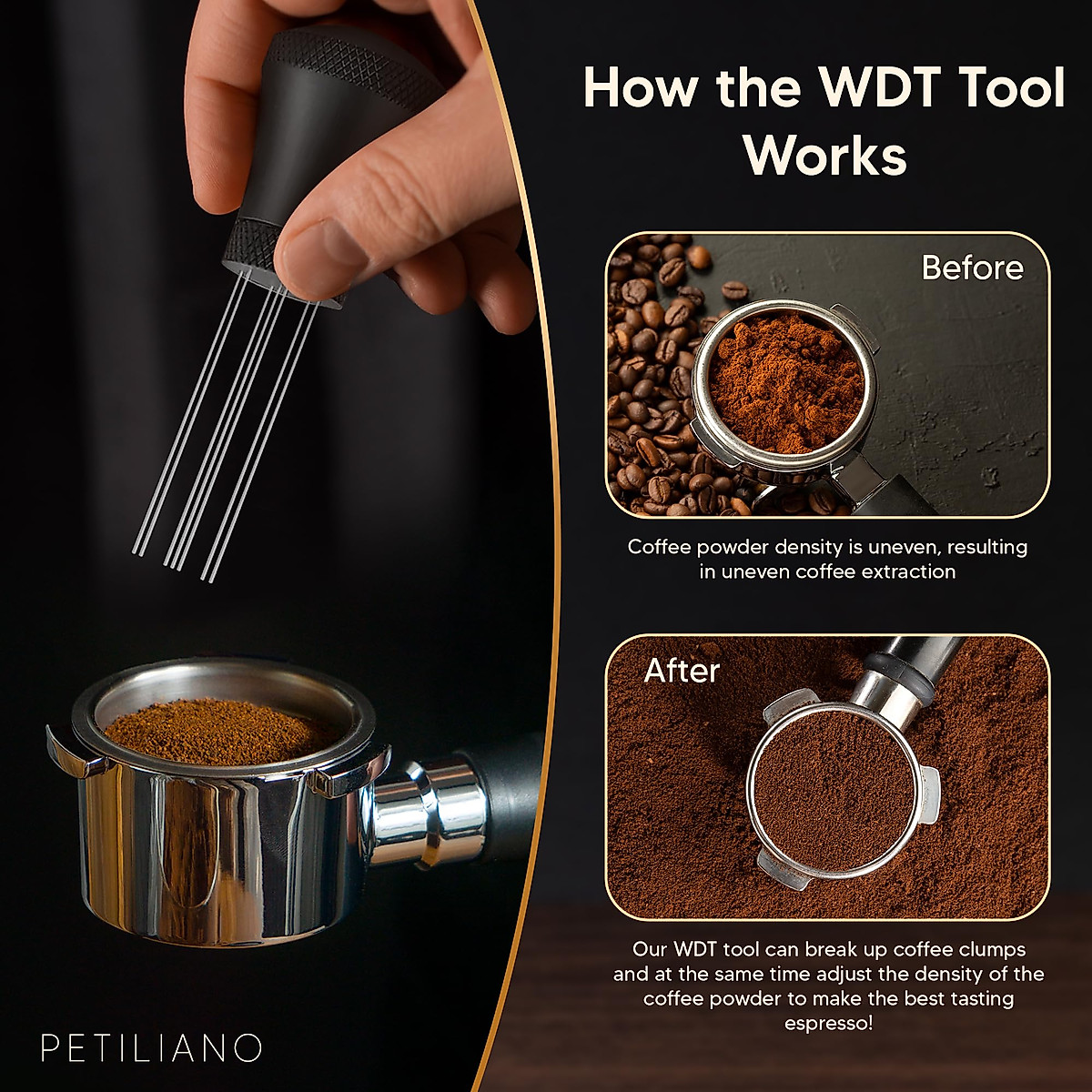 PETILIANO WDT Tool Espresso 10 Needle Set - Aluminum Made - 0.35 mm Needle - Espresso Distribution Tool, Espresso Accessories, Coffee Distributor, Barista Tools, Espresso Stirrer