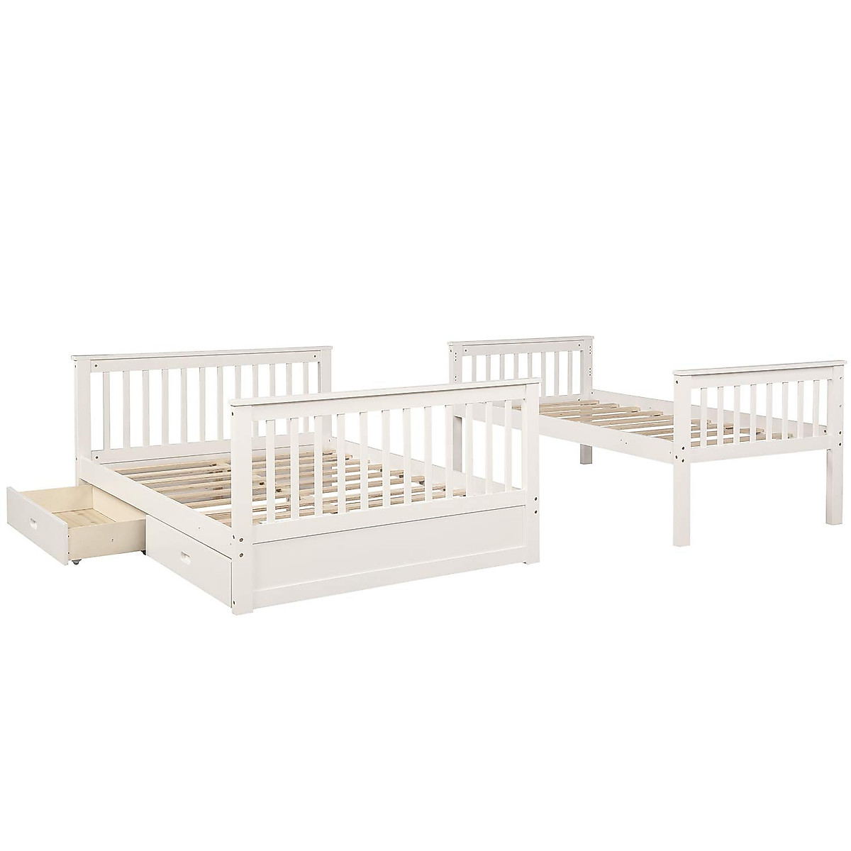 Twin-Over-Full Bunk Bed with 2 Drawers, Twin Bunk Bed with Ladders, Bunk Bed for Kids, Teens Bedroom, Guest Room Furniture