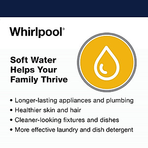 Whirlpool WHES30E 30,000 Grain Softener | Salt & Water Saving Technology | NSF Certified | Automatic Whole House Soft Water Regeneration, 0.75 inches, Off-White