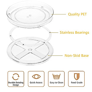 Rarapop 3 Pack Clear Lazy Susan Organizer Turntable 10.6 Inch, Rotating Spice Rack Spinning Bins for Cabinets Kitchen, Countertop, Bathroom, Makeup, Pantry Organization and Storage