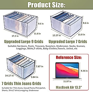 TOOVREN Wardrobe Clothes Organizer 7 Grids, Drawer Organizers for Clothing, Foldable Closet and Storage Basket, Clothing Organizer,Clothes Compartment Box Bedroom Dorm Room 4PCS