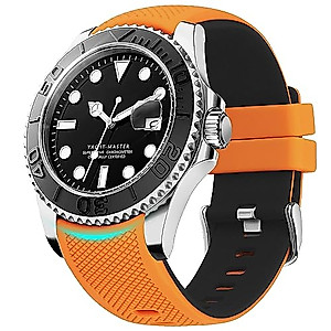 Fullmosa 22mm Silicone Watch Bands No Gaps Compatible for Samsung Galaxy Watch 46mm/Gear S3 Classic/Frontier, Galaxy Watch 3 45mm,(Orange+Black)