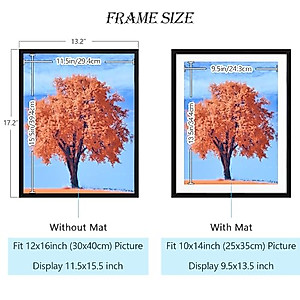 12x16 Picture Frame Set of 3 Wood Diamond Painting Frame 30x40cm Display 10x14 in / 25x35cm with Mat or 12 x 16 in / 30cm x 40cm Without Mat Diamond Art Frame Poster Photo Gallery Wall Frame - Black