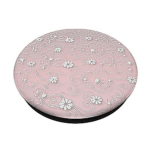 Pink White Flower Cell Phone Button Holder Pop Out Back Knob PopSockets PopGrip: Swappable Grip for Phones & Tablets PopSockets Standard PopGrip