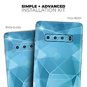 DesignSkinz Vector Shiny Blue Crystal Pattern Protective Vinyl Decal Wrap Skin Cover Compatible with The Samsung Galaxy S20 (Screen Trim & Back Glass Skin)