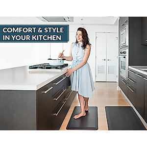 ComfiLife Anti Fatigue Floor Mat – 3/4 Inch Thick Perfect Kitchen Mat, Standing Desk Mat – Comfort at Home, Office, Garage – Durable – Stain Resistant – Non-Slip Bottom (20" x 39", Black)