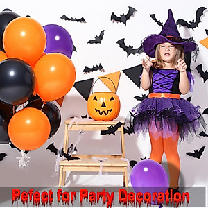 100pcs 12 inch Halloween Party Balloons (Black Orange Purple Balloons). EUFARS Thicken Latex Matte Balloons for Halloween Balloon Arch Birthday Party Decorations