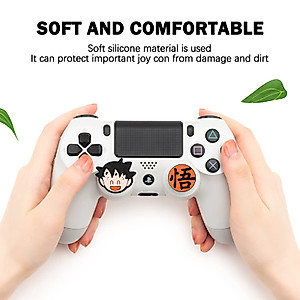 DLseego Kakarotto 4PCS Thumb Grips Caps for Xbox One PS5 PlayStation4 DualSense Switch Pro Wireless Controller Steam Deck, Soft Silicone Anti-Slip Button Caps Japanese Cartoon 3D Joystick Cover