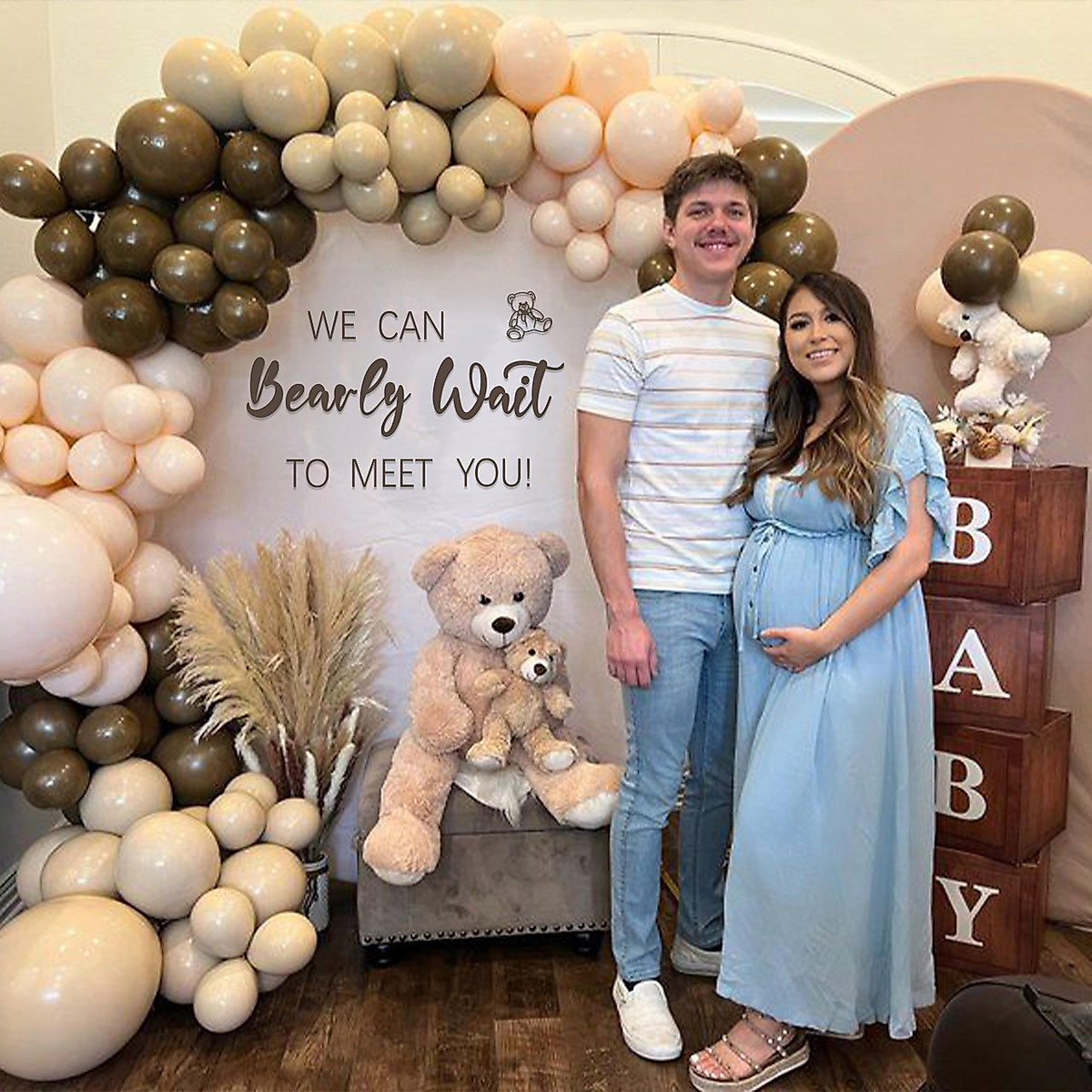 We can Bearly Wait to Meet You Baby Shower Party Decorations - Baby Shower Decal for Balloon Arch, Bear Theme Baby Shower Stickers Decal Sign