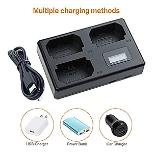 8.4V/850mA, Triple Charger for Sony NP-FZ100 Battery, Compatible with Sony A7III, A7SIII, A9, A9S Cameras, with LCD Display, Support Type-C and Micro USB, Sony a7iii Battery Charger