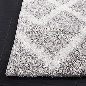 Safavieh Berber Shag Collection 7' x 7' Square Ivory/Grey BER574G Moroccan Rustic Boho Non-Shedding 1.25-inch Thick Area Rug