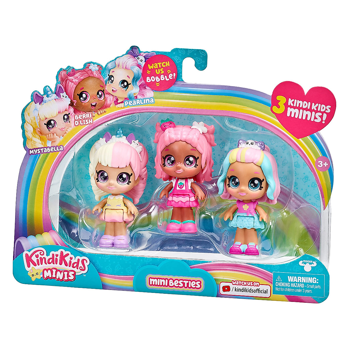 Kindi Kids Minis Collectible Posable Bobble Head Figurine 3pc - Mini Besties