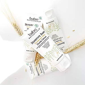 Babo Botanicals Sensitive Baby Fragrance-Free Diaper Cream - with Non-Nano Zinc Oxide, Organic Calendula, Shea & Cocoa Butter - EWG Verified - 3 oz