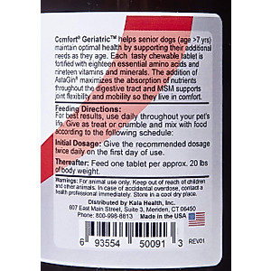 COMFORT Geriatric Supplement for Dogs, 100 Count, Contains MSM, Superoxide Dismutase, Ester-C, 19 Vitamins and Minerals & 18 Amino Acids, Made in The USA