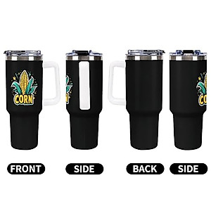 Corn Insulated Tumblers with Handle Stainless Steel Coffee Mug Funny Travel Cup with Lid Straw 40oz