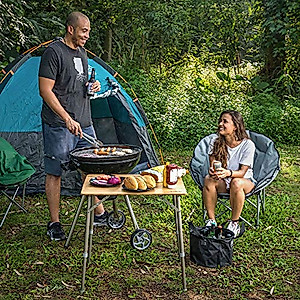 Navaris Portable Folding Bamboo Table - Woden Height Adjustable, Camping Table for Outdoors, Picnics with Telescopic Aluminum Legs