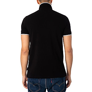 A｜X ARMANI EXCHANGE Mens Short Sleeve Jersey Knit Polo Shirt, Black, Medium US