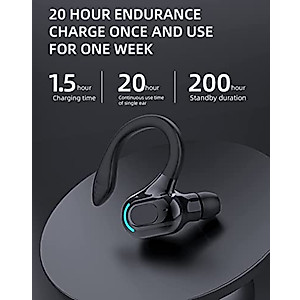 Wireless Earbuds with Earhooks Single Bluetooth Earpiece Sports Headphones Over the Ear Running Workout Wrap Around Earbuds 8H Long Battery Life Waterproof Noise Cancelling Headset for Android iOS