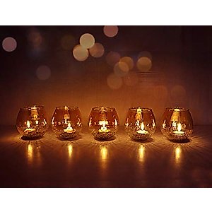 Valentine's Day Candle Holder Half Crackle Glass Garden Wedding Decoration Tea Light Candle Holder Votive Light Candle Holder Bulk 5 Pcs