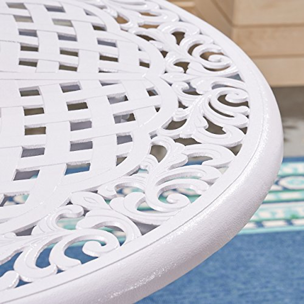 Christopher Knight Home Simon Outdoor Aluminum Round Dining Table, White