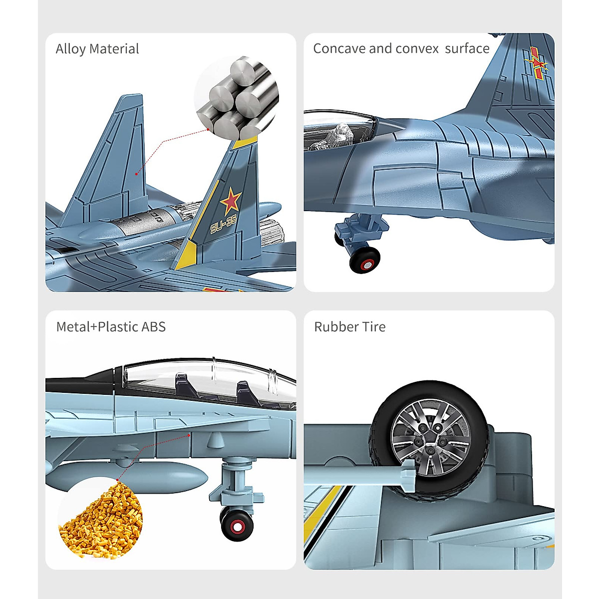 Geyiie Airplane Toy for Boys, Metal Plane Vehicle Playset, Mini Airplanes with Light, Pull Back Fighter Toy for Boys Girls Toddler Kids 3 4 5 6 Years Old