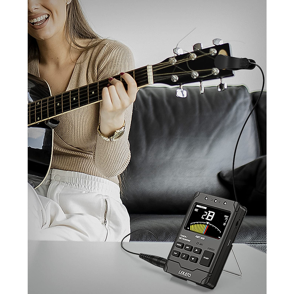LEKATO Metronome Tuner, Rechargeable 3 In 1 Digital Metronome with TAP Tempo, Woman Vocal Counts, Tuner Tone Generator for Guitar Bass Violin Ukulele Chromatic for All Instruments