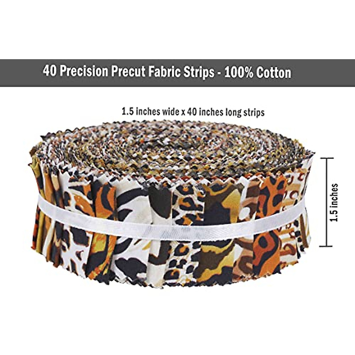 Soimoi 40Pcs Floral Artistic Print Precut Fabrics Strips Roll Up 1.5x42inches Cotton Jelly Rolls for Quilting - Brown