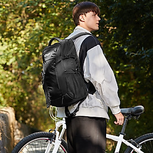 PORTAL 35L Waterproof Hiking Backpack, Lightweight Backpack for Camping Outdoor Sports Travel Daypack Black