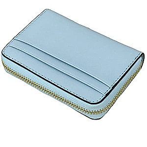 Michael Kors Jet Set Travel Medium Zip Around Card Case Wallet Saffiano Leather (Vista Blue)