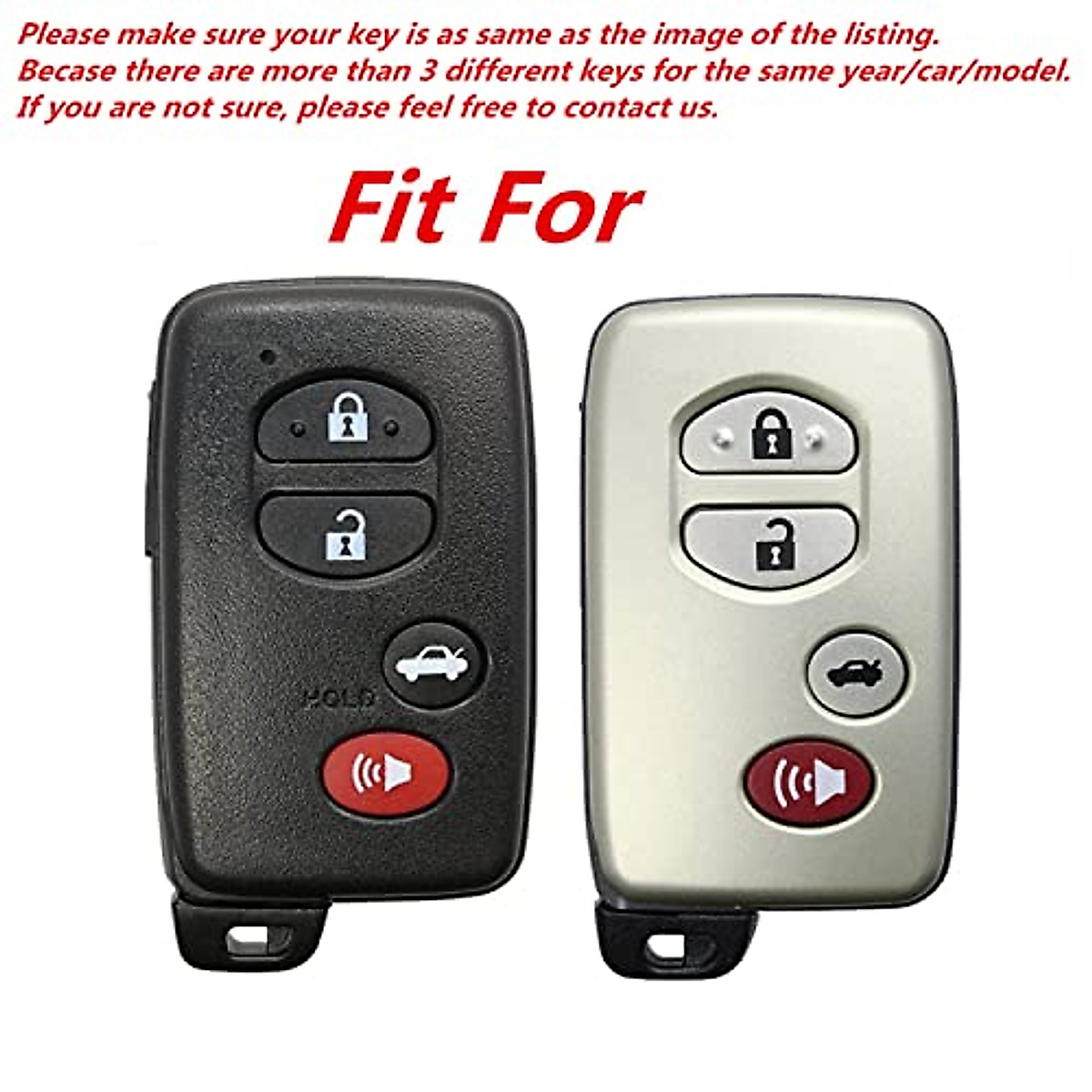 MJKEYAuto Black Leather 4 Buttons Remote Smart Key Fob Cover Case Chain for Toyota Avalon Camry Corolla Highlander Prius RAV4 Venza HYQ14ACX HYQ14AAB HYQ12ACX HYQ14AEM