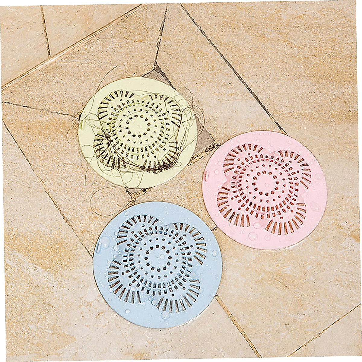 Veemoon 6pcs Floor Drain Cover Hair Filters Food Debris Filter Bathtub Stopper Kitchen Sinkroom Bathtub Plug Filter Sink Filters Sink Strainer Kitchen Sink Plug Earth Tones Blush Pink