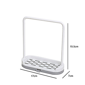 BESTONZON Rag Soap Rack Plastic Countertop Organizer Rack Removable Dishcloth and Sponge Drying Rack (Grey)