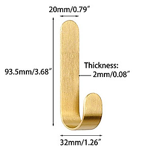 kaileyouxiangongsi Bathroom Towel Hook, Shower Kitchen Wall Hanging Hooks, No Drill,Brass, Adhesive Hooks, 2-Pack