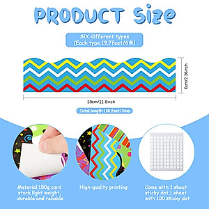 Containlol Classroom Borders for Bulletin Board, 118 Ft Geometric Scalloped Trim Rainbow Bulletin Board Boarders for Home Office Classroom Wall Chalkboard Decoration