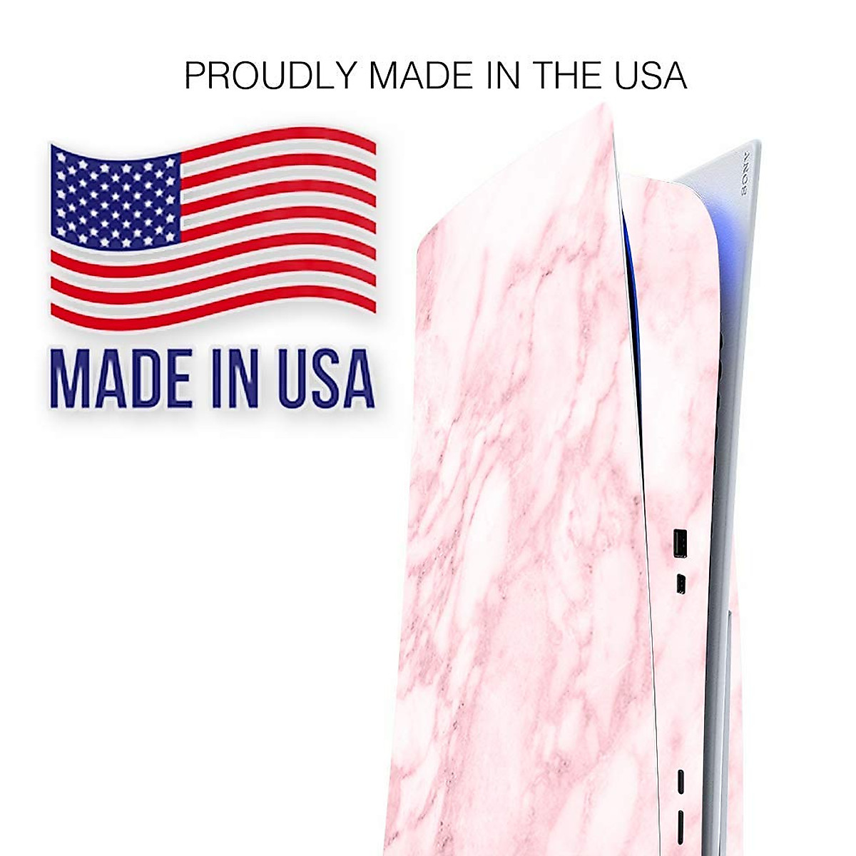 ITS A Skin Skins Compatible with Sony Playstation 5 Console Disc Edition - Protective Decal Overlay Stickers wrap Cover - Rose Pink Marble Pattern