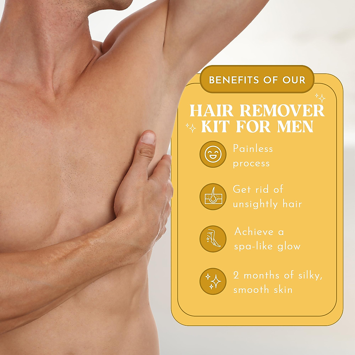 MOOM Organic Hair Removal Sugar Wax for Men with Aloe Vera & Chamomile – Soft Wax for Sensitive Skin & Men Hair - Perfect for Back, Chest, Eyebrow & Body - 12 oz Jar (Waxing Strips NOT Included)