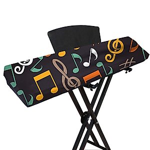 Piano Keyboard Cover,Stretchable Dust-proof Piano Cover with Adjustable Elastic Band for Electronic Keyboard,Digital Piano Keyboard Bags Cases Covers with Music Symbol Print, Suit for 61/88 Keys.