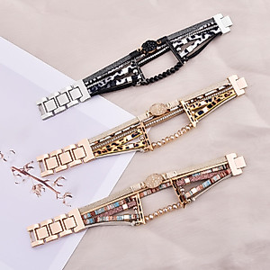VISOOM Beaded Boho Bracelet Compatible for Apple Watch Band 40mm/38mm/41mm/42mm Series 10 9 8 7 SE Series 6/5/4 Women Leather Fashion Cute Handmade Multilayer Wrap Watch Strap for iWatch Bands 3/2/1