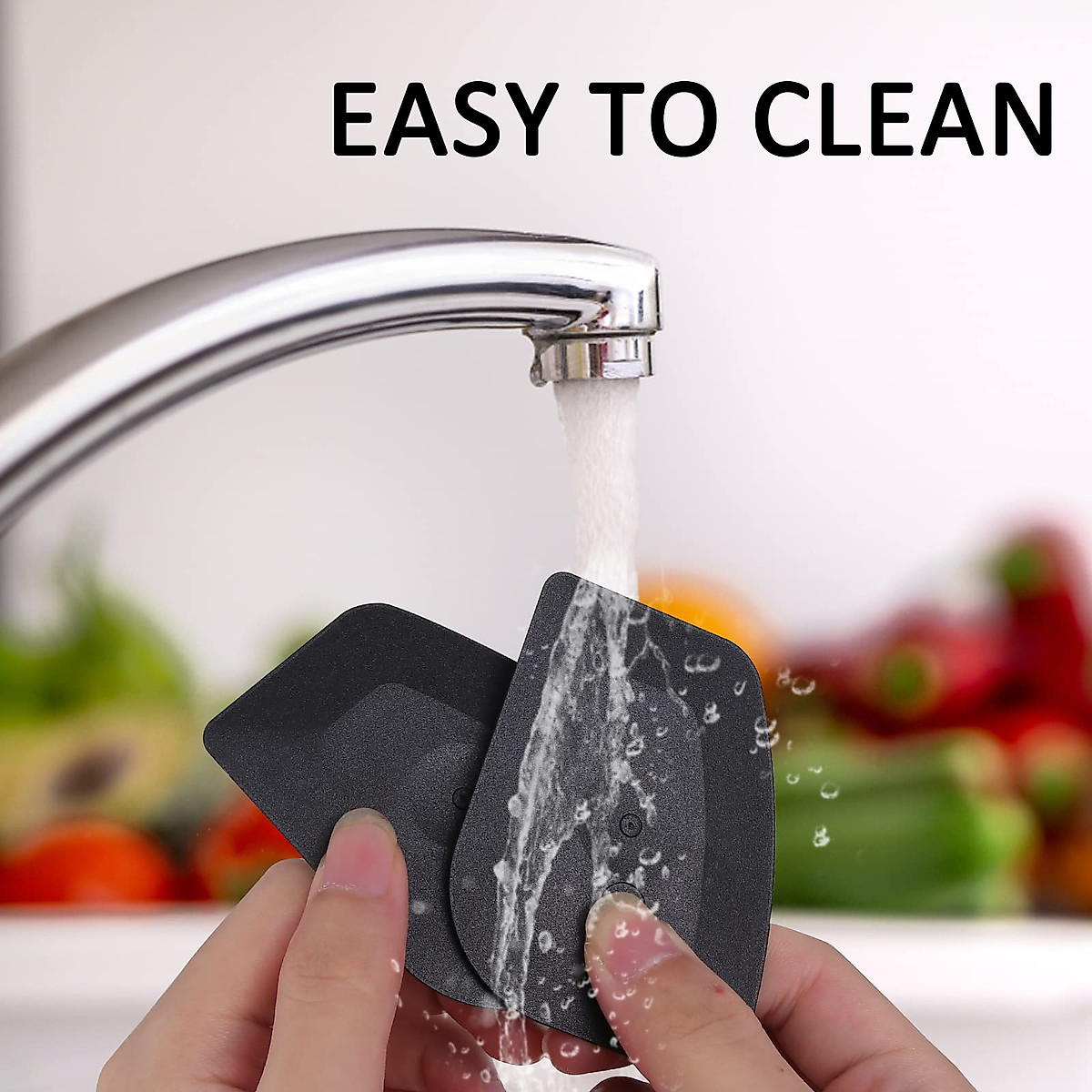 Azureblue Pan Scraper Dish Scraper Food Scraper Tool Plastic Pot Scraper Kitchen Scraper Grease Scraper Cast Iron Skillet Pan Scraper Tool for Cleaning (3 Pcs, Black)