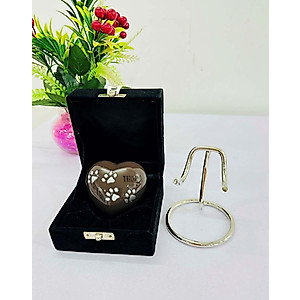 Brown Foot Print Heart Urn Keepsake Cremation Urn for Human pet Ashes Handcrafted Urn Heart Shaped - Perfect for Adults & Infants with Brass Stand 3inch